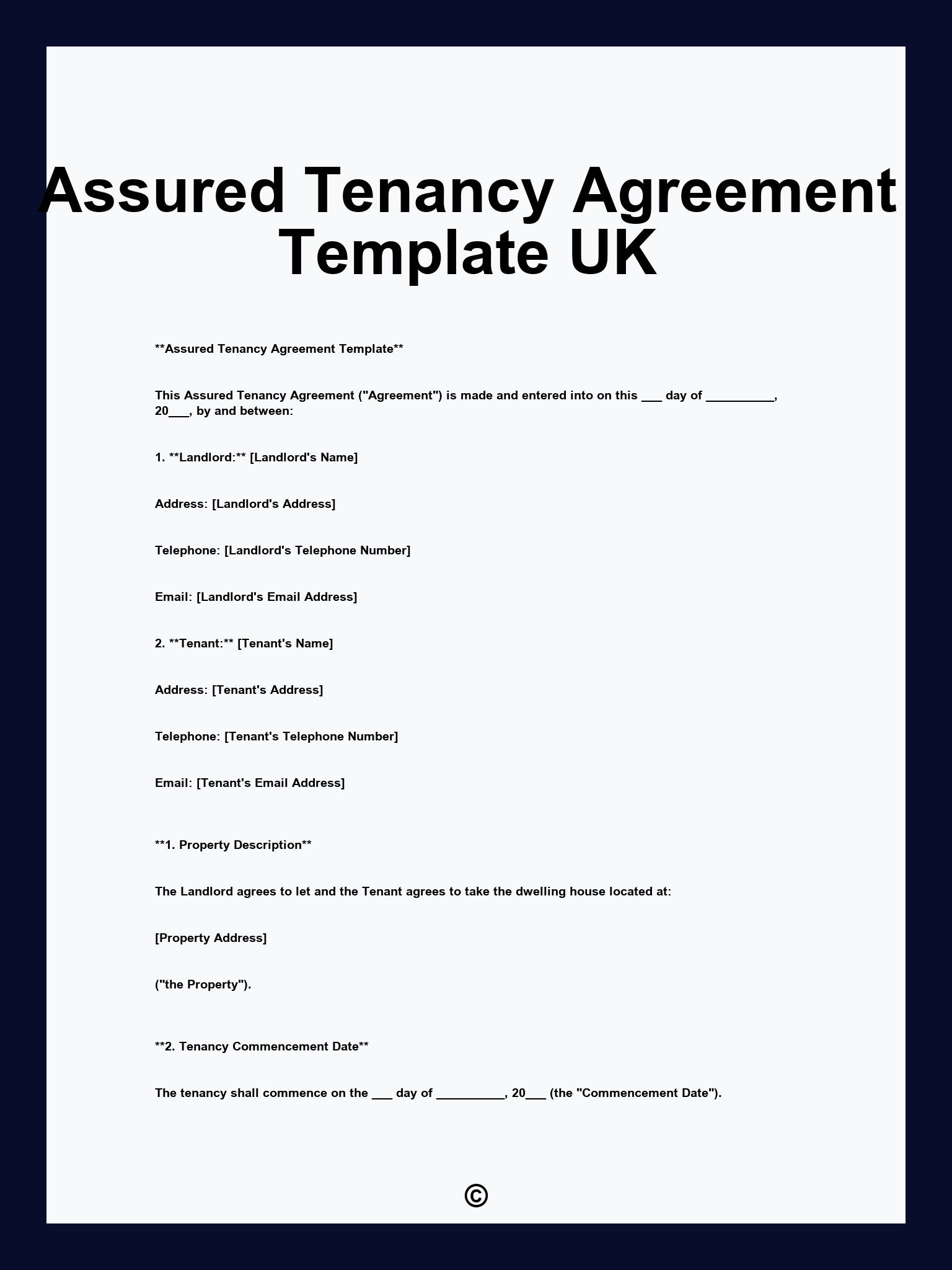 Assured Tenancy Agreement Template UK