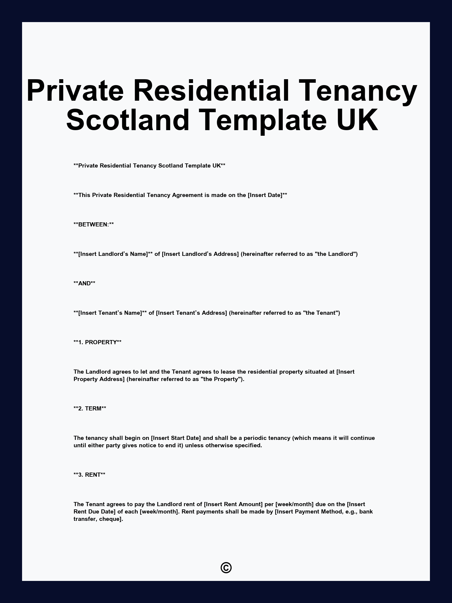 Private Residential Tenancy Scotland Template UK