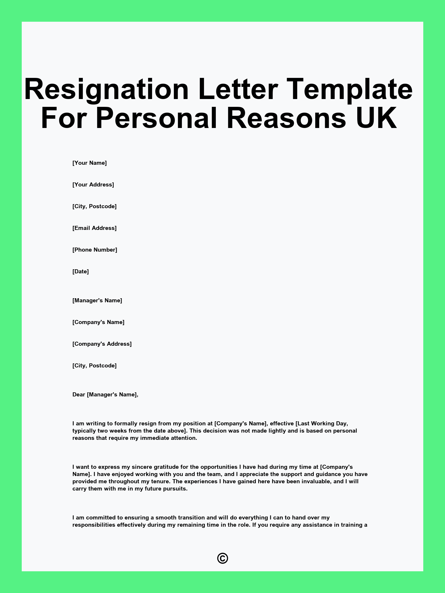 Resignation Letter Personal Reasons Sample